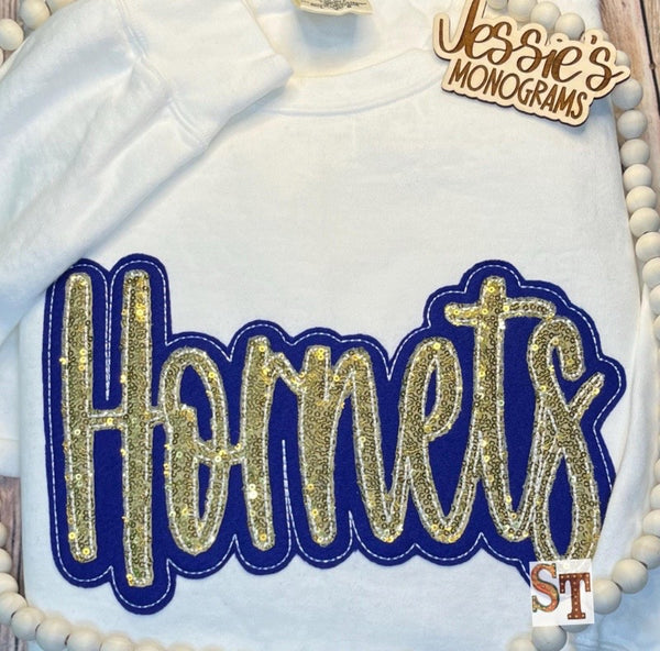 Bean Stitch Hornets Double Stacked Script Embroidery Download - Sassy ...